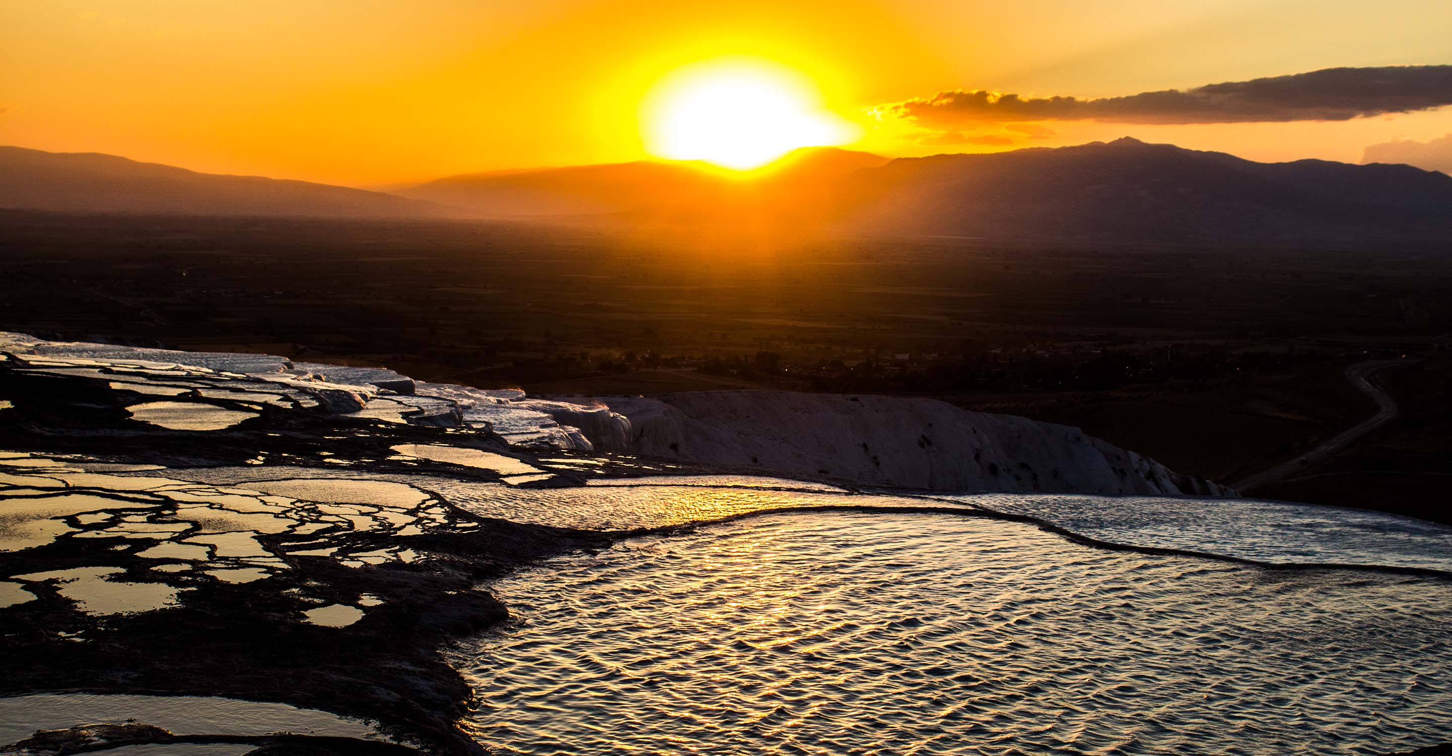 Pamukkale white cliff pools in Turkey: Turkish travertines