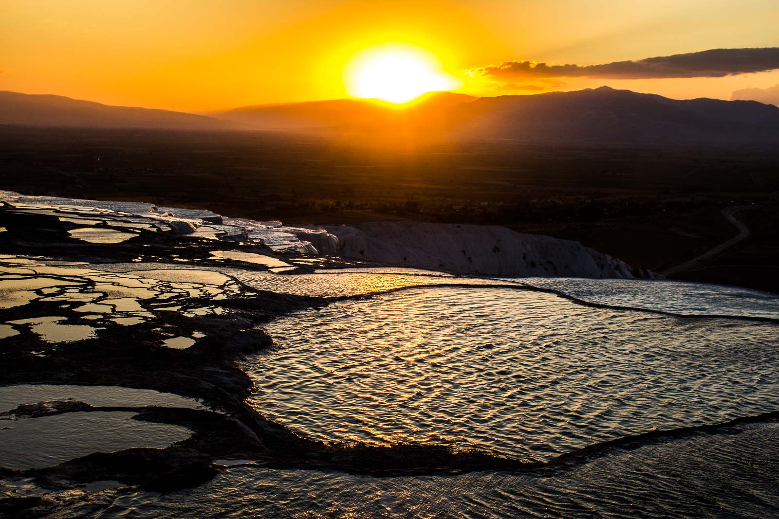 Pamukkale white cliff pools in Turkey: Turkish travertines