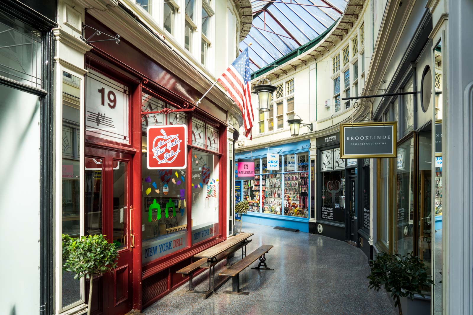The shopping arcades in Cardiff, Wales