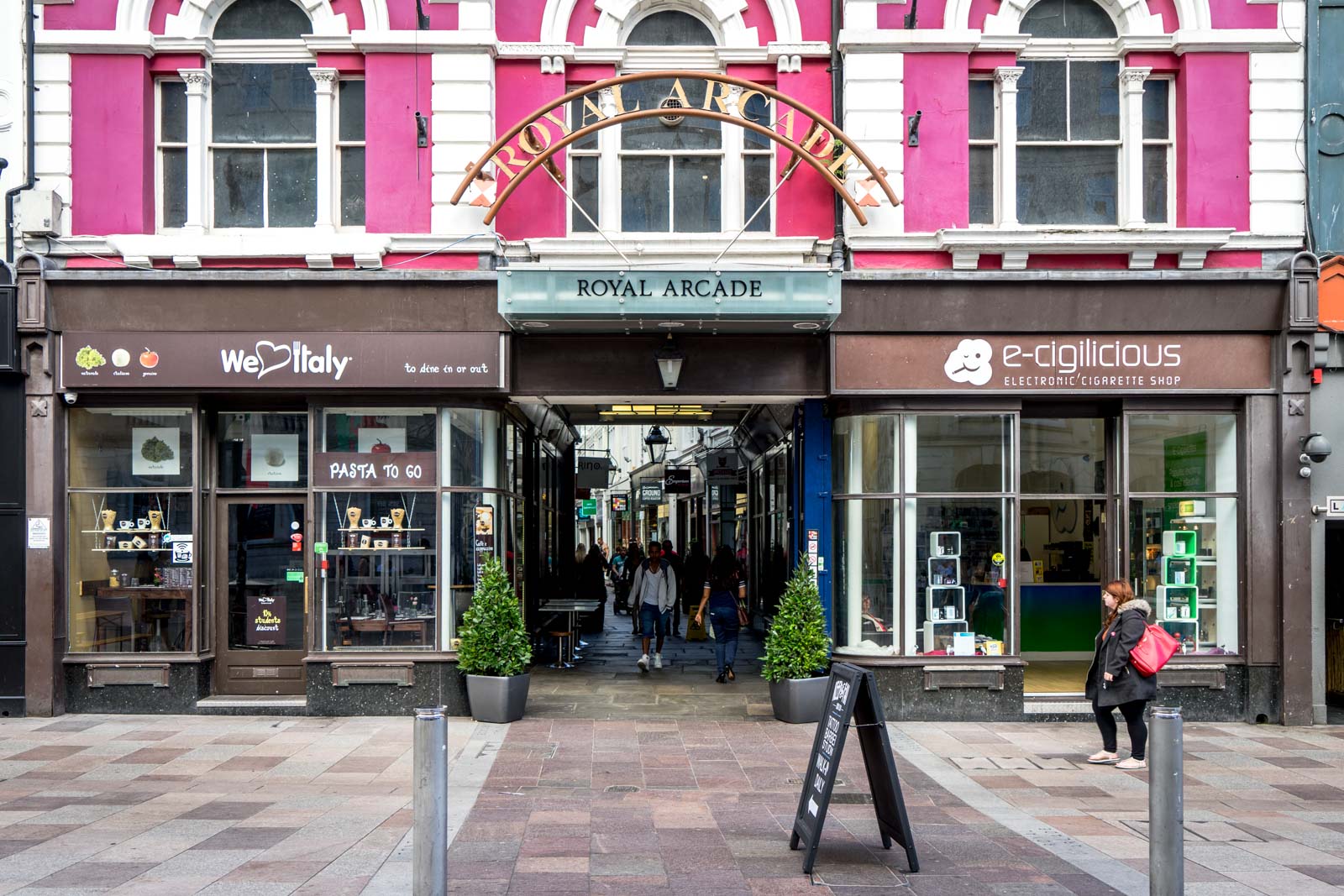 The shopping arcades in Cardiff, Wales
